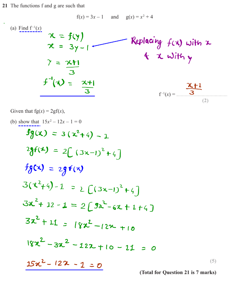 Gcse Inverse Functions Questions And Answers