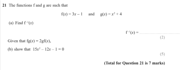 Gcse 9 1 Maths Inverse Functions Past Paper Questions Pi Academy